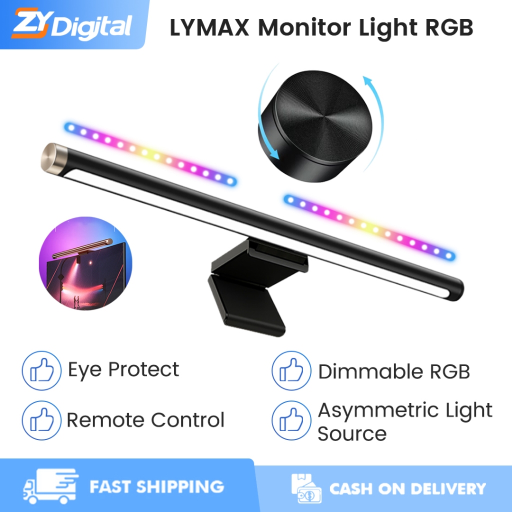 LYMAX Monitor Light Bar Remote Dimmable Screen Hanging Lights RGB Led ...