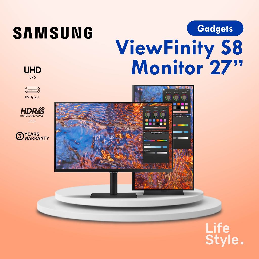 Samsung 27" ViewFinity S8 S80PB UHD Monitor - 3 Years Warranty | Shopee ...