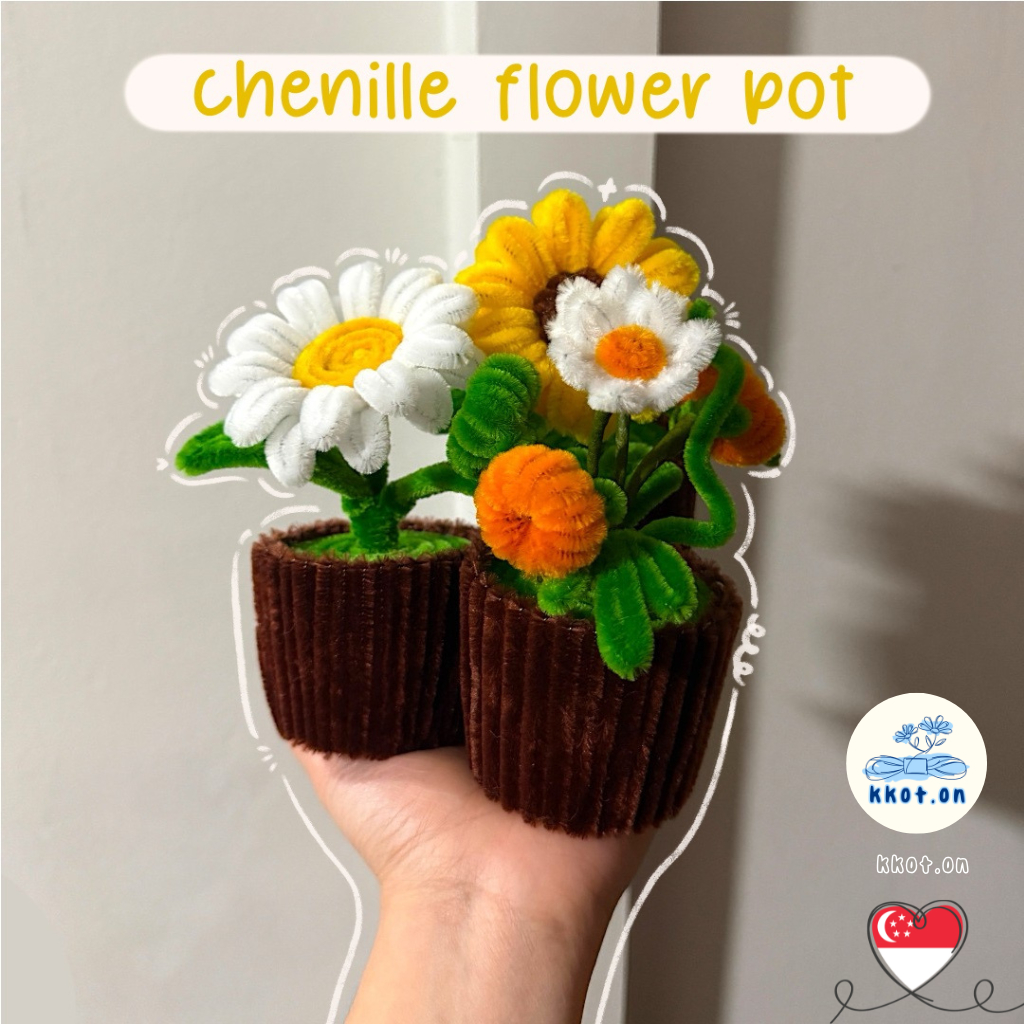 [SG LOCAL] Handmade Plush Chenille Flower Pot Gifts for Occasion ...