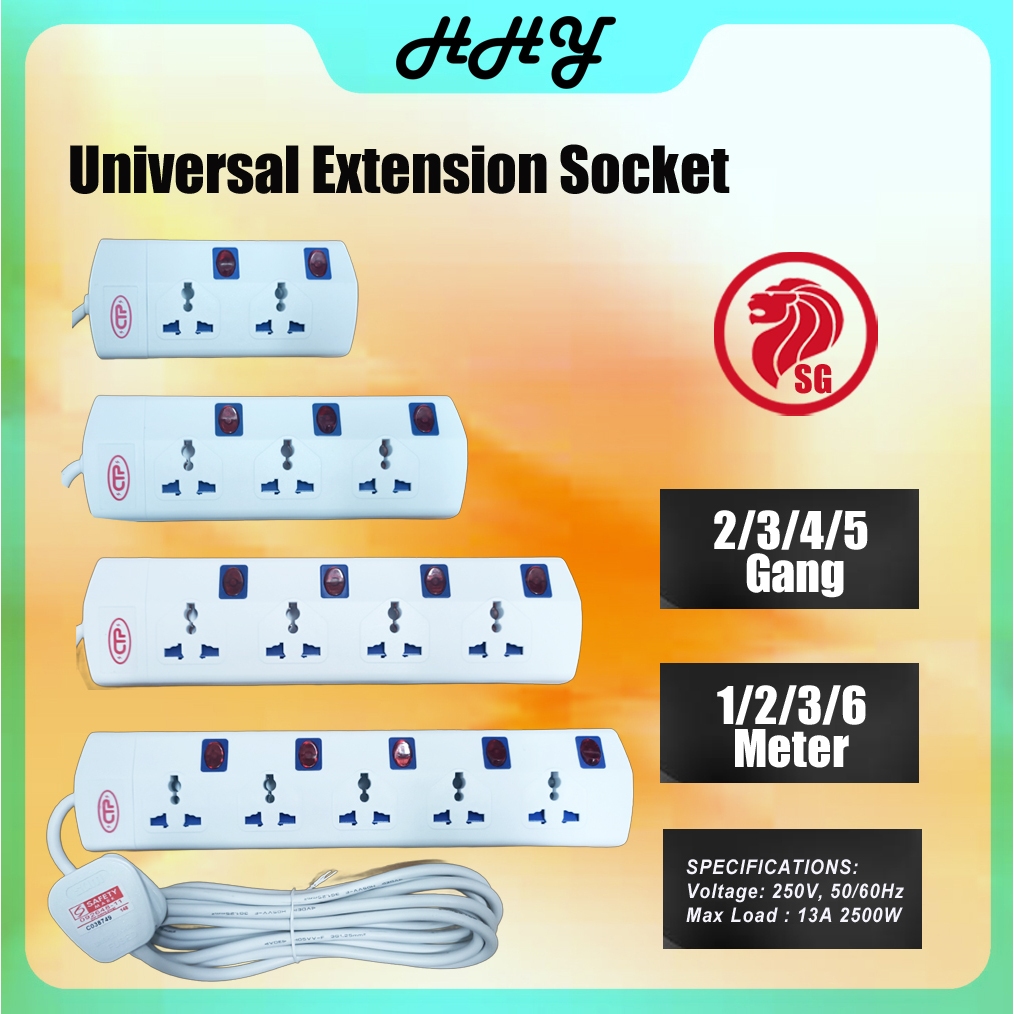 CTP 2 to 5 Gang Universal Extension Socket (1, 2, 3 & 6 Meters ...