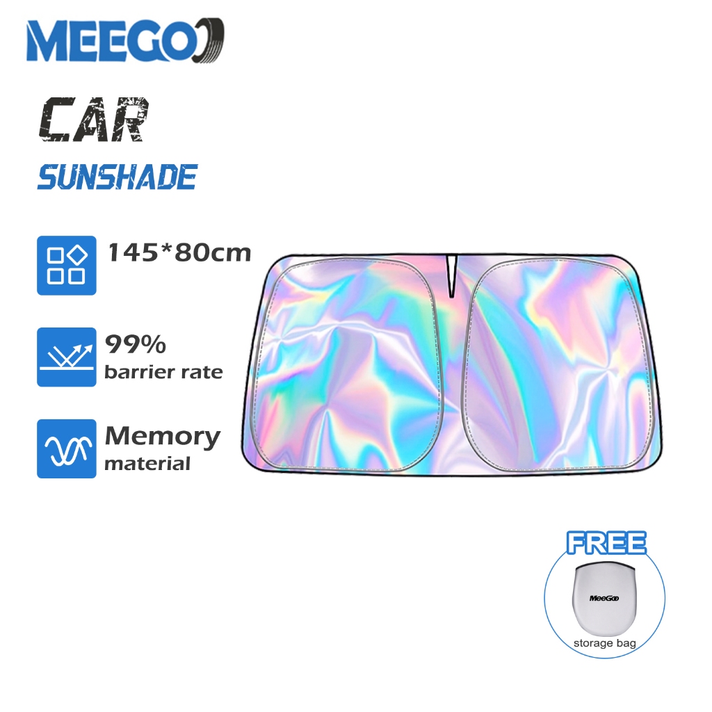 MeeGoo 145*80CM Titanium Silver Car Sun Shade Foldable Windshield Sun ...