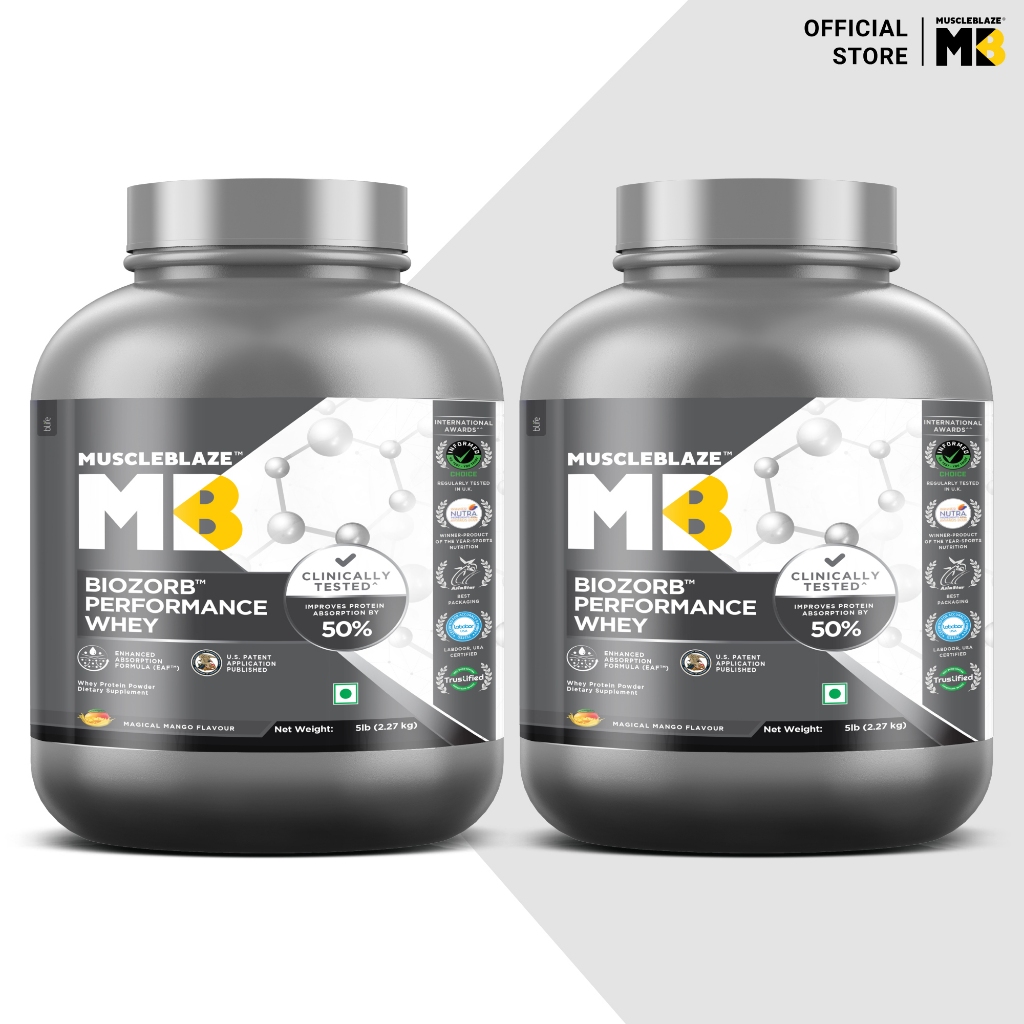 MuscleBlaze Biozorb Performance Whey Protein (Magical Mango, 5lbs / 2 ...