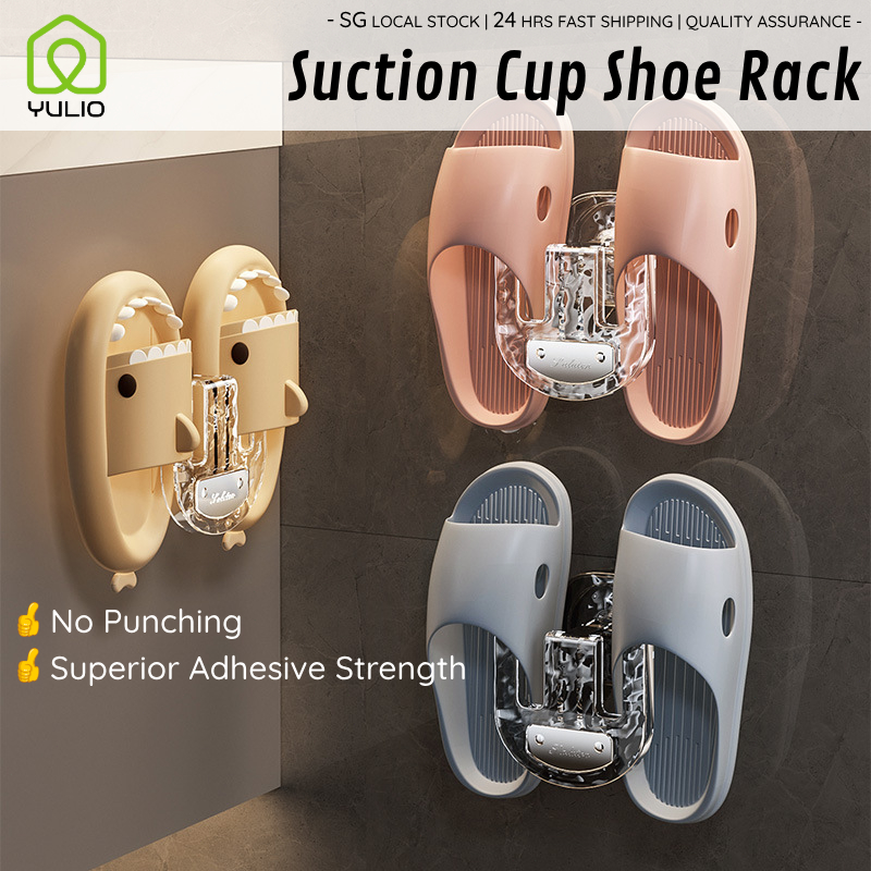 [SG] Wall Mounted Shoe Rack Suction Cup Shoe Rack Adjustable Shoe ...