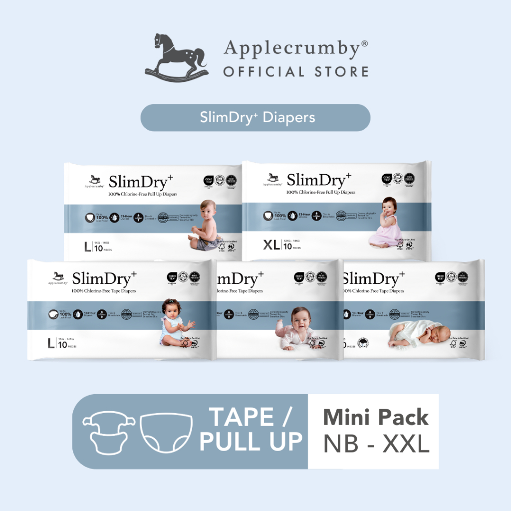 [5 Packs, Mini] Applecrumby® SlimDry⁺ Mini Diapers | Shopee Singapore