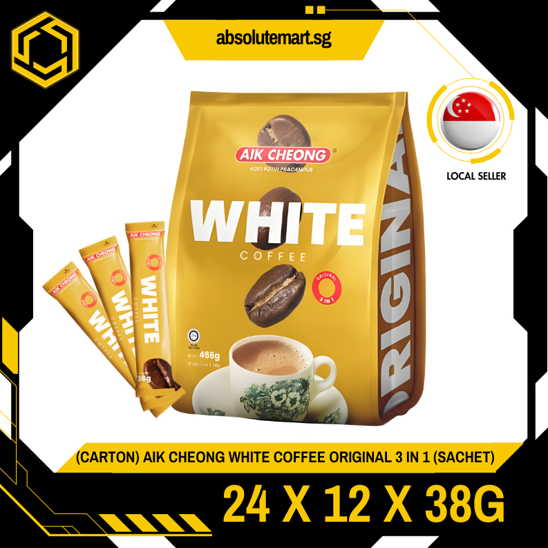 [CARTON] AIK CHEONG White Coffee 3-IN-1 Original 24 X 12 X 38G (SACHET ...