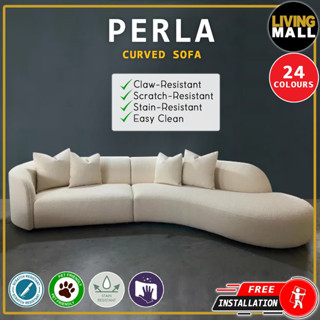 Living Mall Perla Series Curved Shaped Sofa In Pet Friendly Scratch And ...