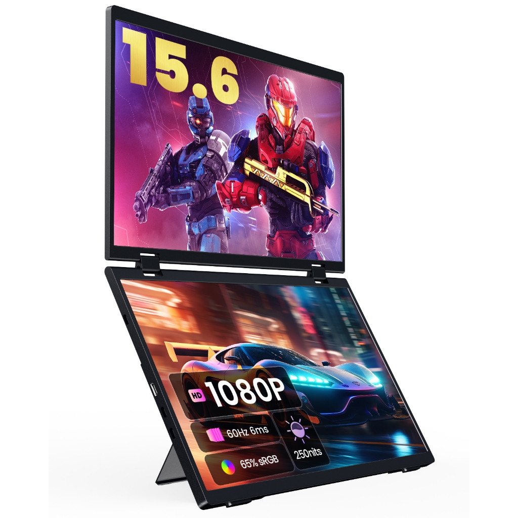 Zoomed-In Laptop Screen 15.6 Inch 360° Foldable Dual Monitors 120% sRGB ...