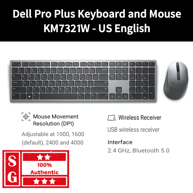 Dell Pro Plus Keyboard and Mouse KM7321W US English 580-AJMZ Dell ...