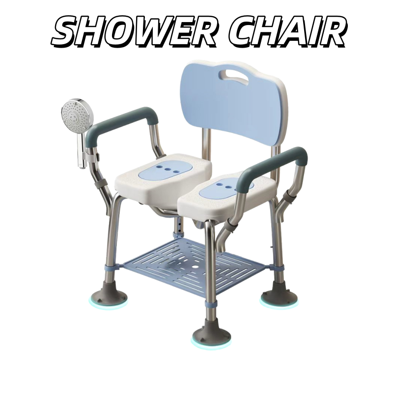 Shower Chair Adjustable Height Collapsible For Elderly Disabled ...