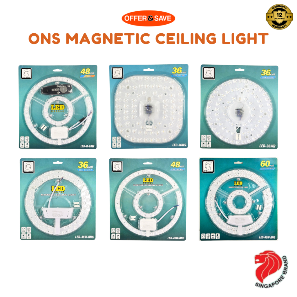 ONS 18W/24W/36W/48W LED Magnetic Ceiling Light 6500K Round/Square/Tri ...