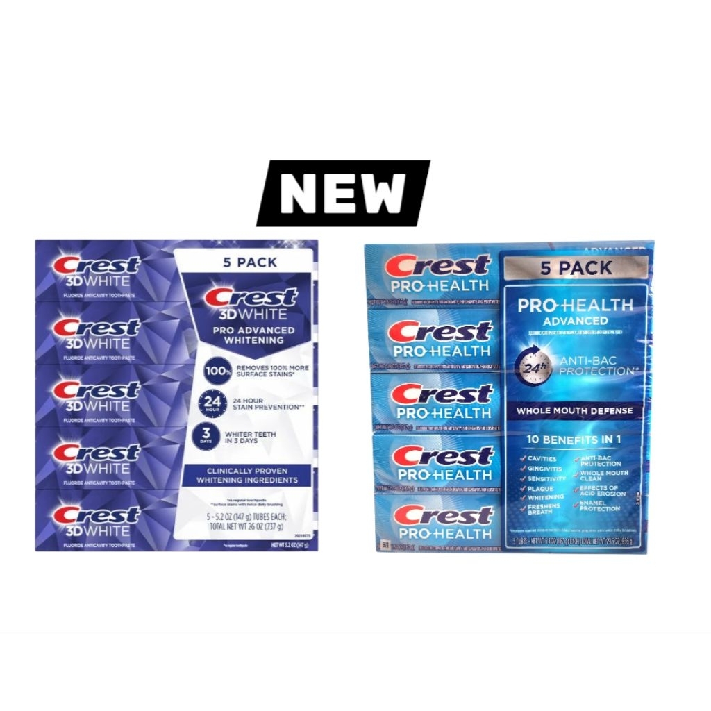 Crest 3D White Pro Advanced Whitening Toothpaste, 147g tubes each,US-11 ...