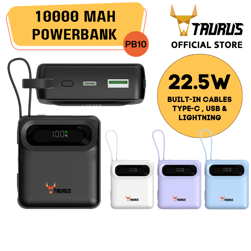 TAURUS PB10 Power Bank 10000mAh - 22.5W Portable Fast Charging , Built ...