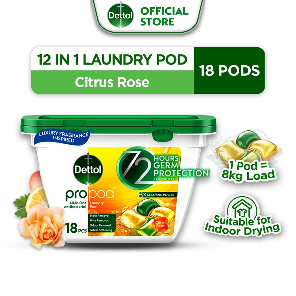 Dettol 12in1 Laundry Pod Citrus Rose (18's) | Shopee Singapore