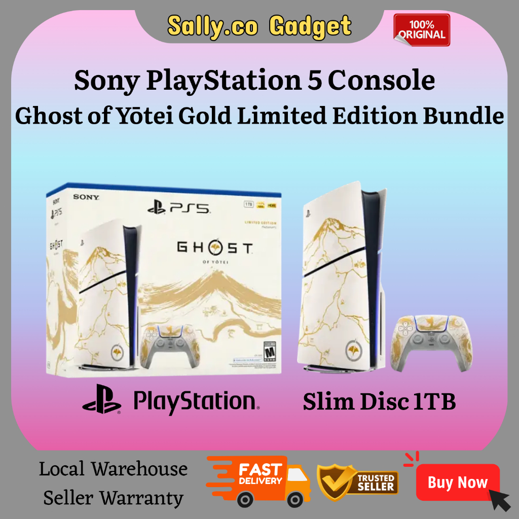 Sony PS5 Slim Ghost of Yotei Gold Limited Edition 1TB Disc Drive Gaming ...