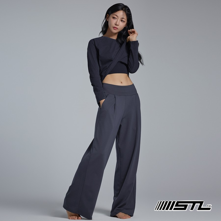 STL Urban Belly Cover Wide Pintuck Pants - High-Waist Athleisure ...