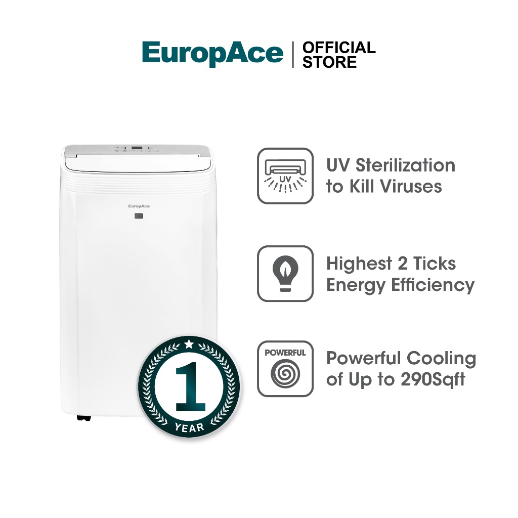 EuropAce [Upgraded Model] 12,000 BTU 4-IN-1 Smart Air Purifying Green ...