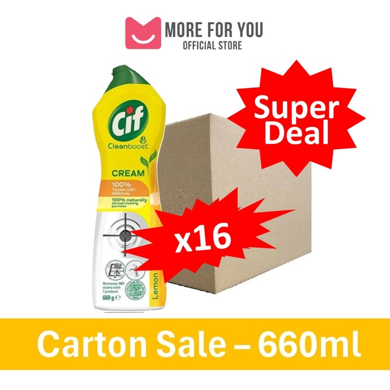 💕MORE FOR YOU💕Cif Cream Powerful Surface Cleaner Lemon 660g (SG) x 16 ...