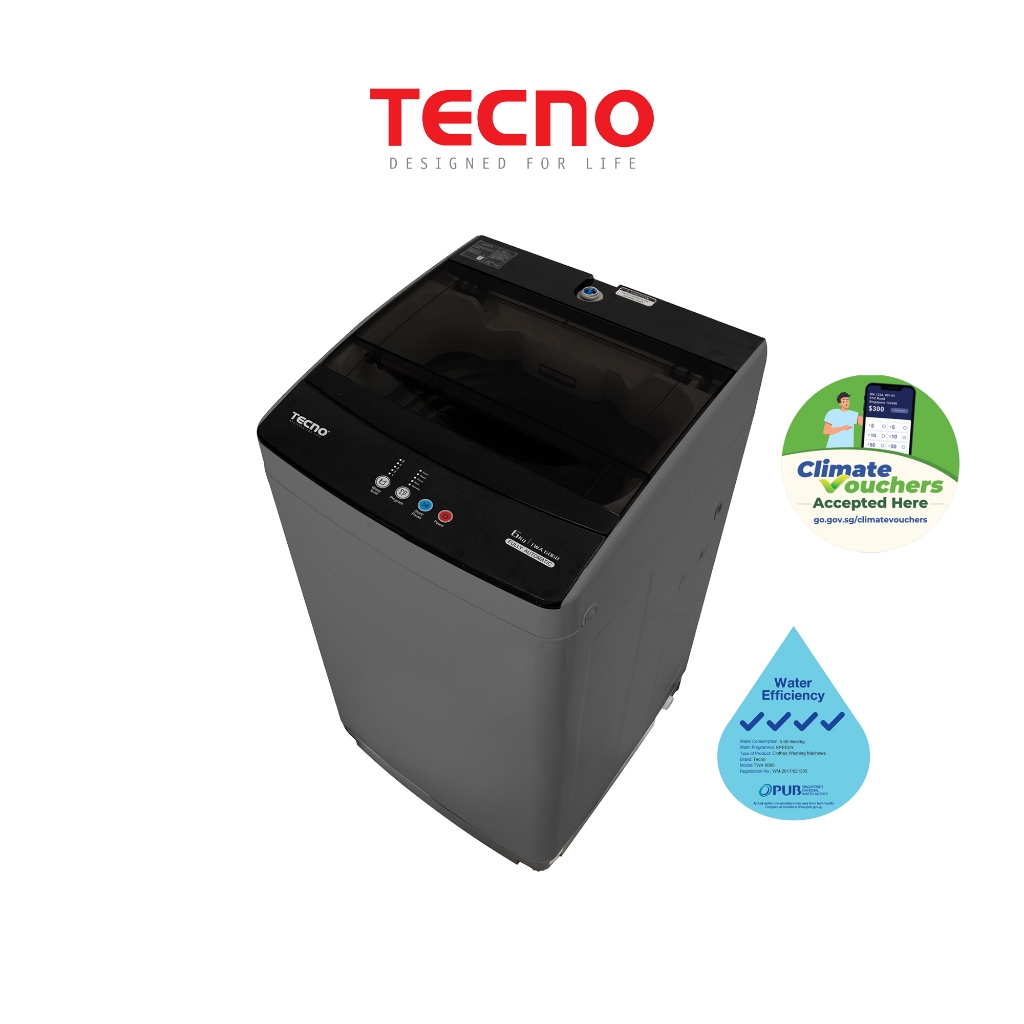 Tecno TWA6068 Black (6.0kg) Fully Automatic Washing Machine (4 ticks ...