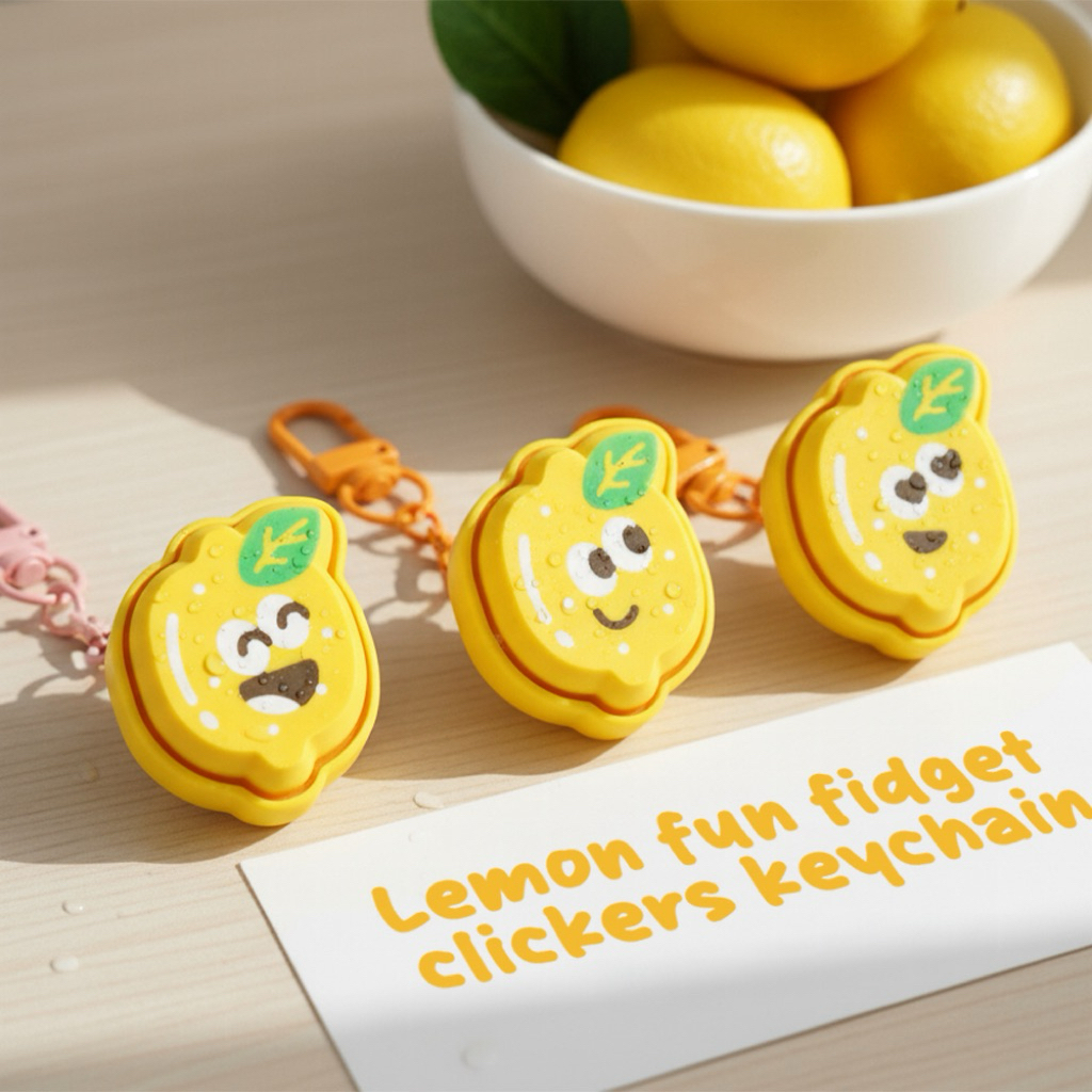 [SG] Cute Lemon Fidget Clicker Keychain – Stress Relief Toy, Bag Charm ...