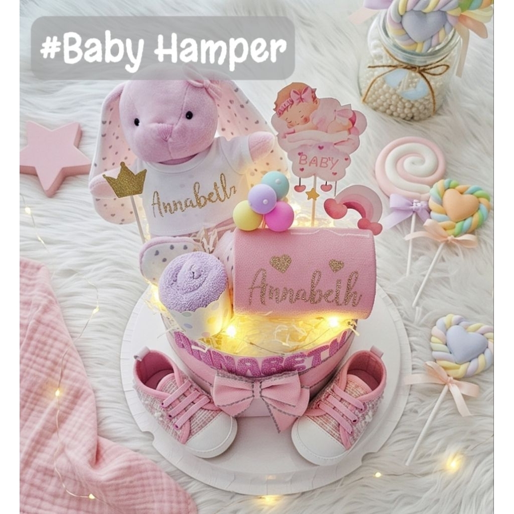 Hearty Bunny Diaper Cake baby shower newborn gift hamper 100 days full ...