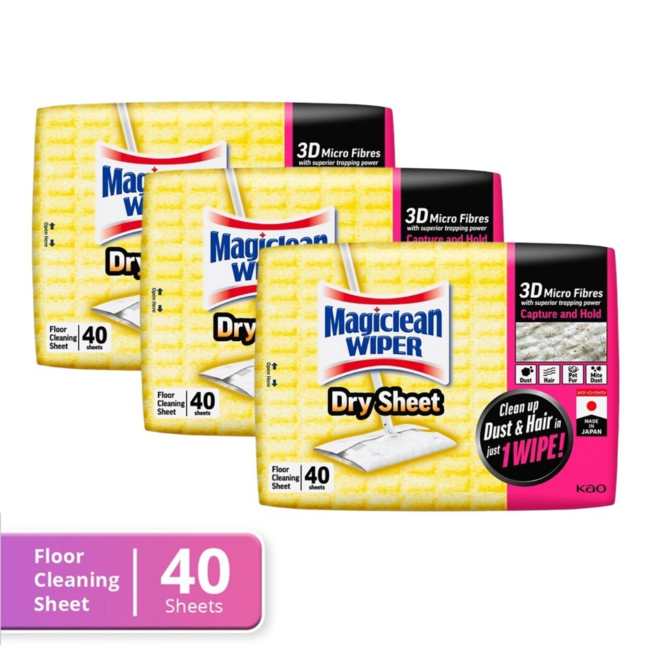 40 Sheets Value Pack |Kao Magiclean Wiper Dry Sheets 40s/Wet Sheets 10s ...