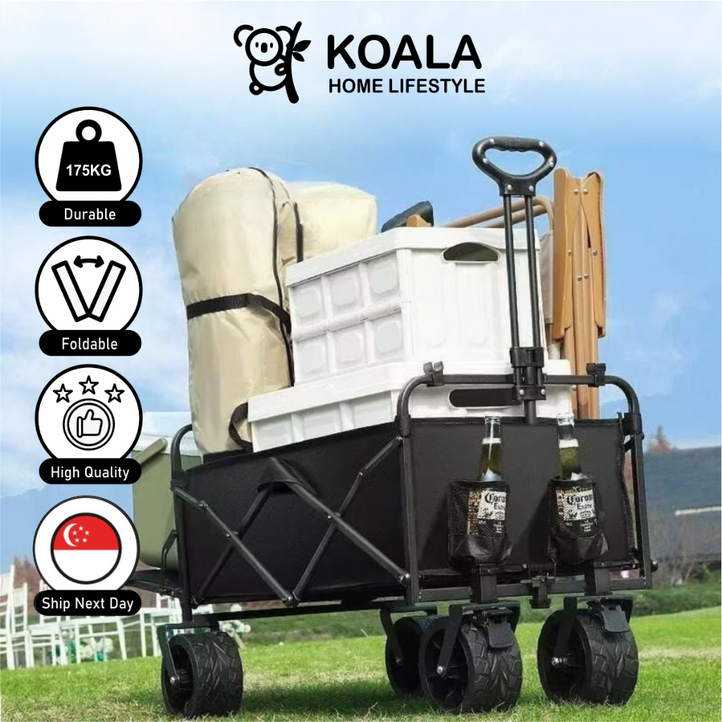 🇸🇬Koala Home🔥Wagon Trolley Cart camping trolley Camping Shopping Cart ...