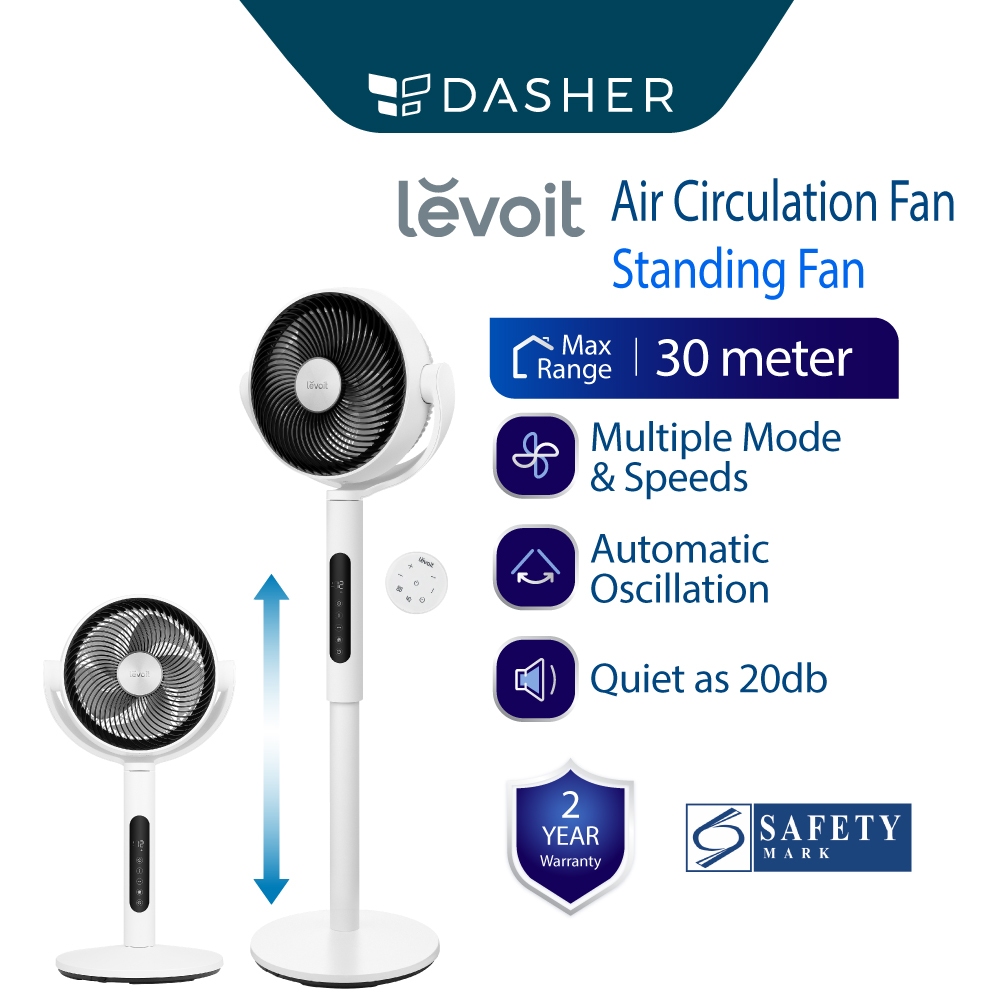 Levoit Circulator Air Stand Fan | 7.5m/s Speed | 20dB Low Noise | Omni ...