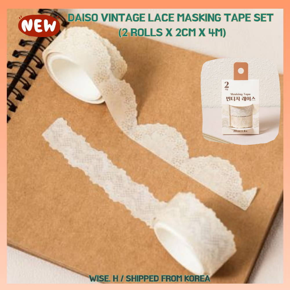 [Korea] Daiso Vintage Lace Masking Tape Set (2 Rolls x 2cm x 4m ...