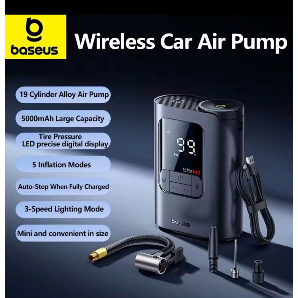 Baseus Wireless Tyre Air Pump GoTrip VA1 Super Mini Wireless Inflator ...