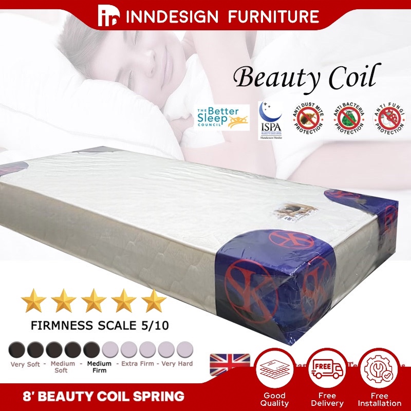 🔥SPRING/FOAM MATTRESS NEXT DAY DELIVERY🔥 8" Beauty Coil Spring / Rebond ...