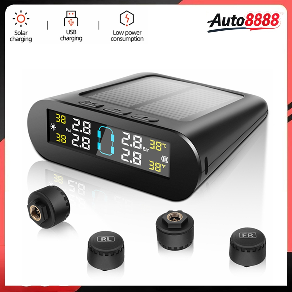 TPMS Solar Tire Pressure Monitoring System Temperature Warning Fuel ...