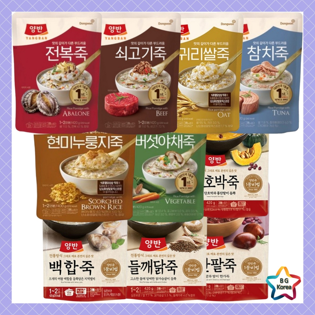Dongwon Yangban Porridge 420g – Premium Korean Ready-to-Eat Porridge (10 Flavors) | Shopee Singapore