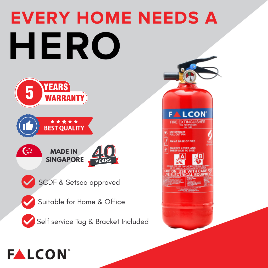 Falcon Premium 1 KG Fire Extinguisher (5 Years Warranty) | Shopee Singapore