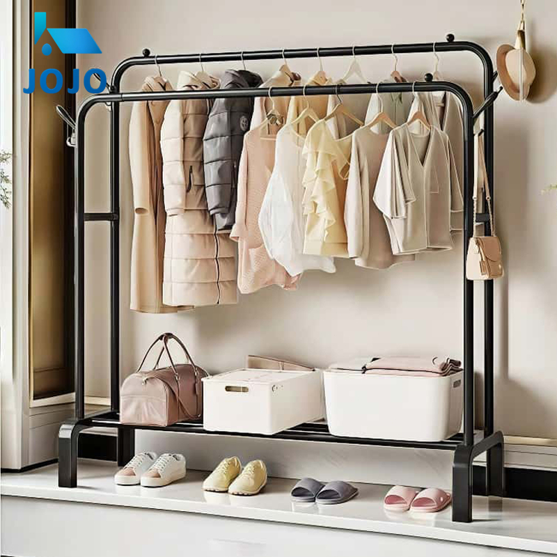 Floor-Standing Clothes Rack Double Pole Drying Rack Display Stand ...