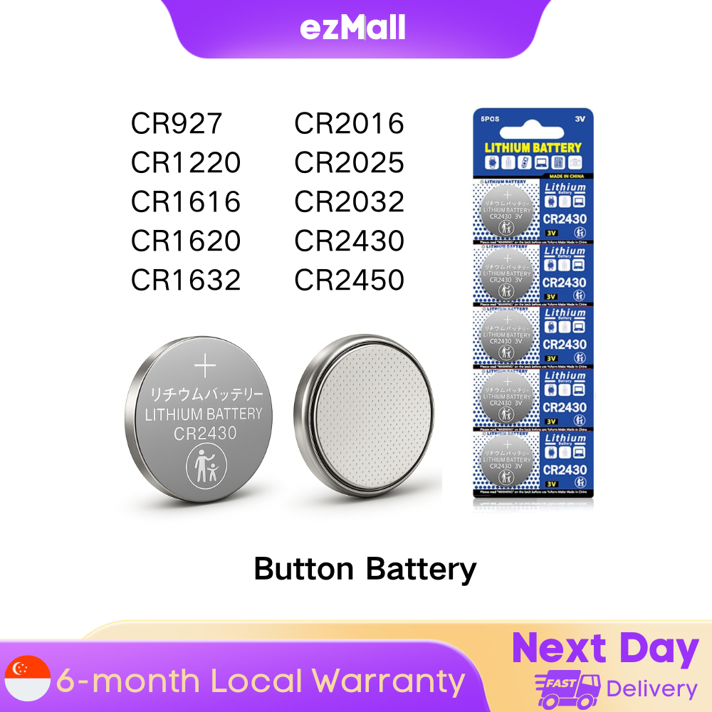 ezMall Lithium Button Battery Coin Cells Batteries CR2016 CR2025 CR2032 ...