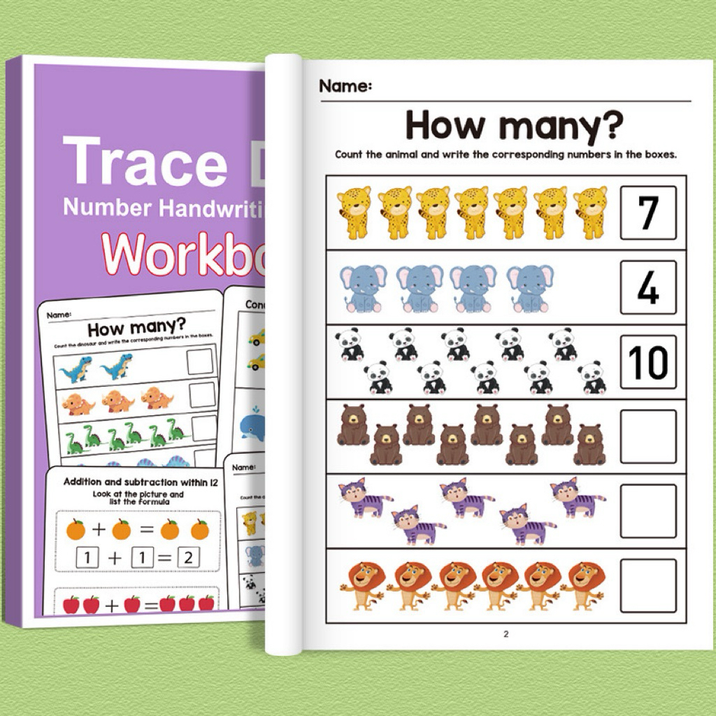 Trace Digit Math Workbook – Counting, Addition & Subtraction | 64 Pages ...