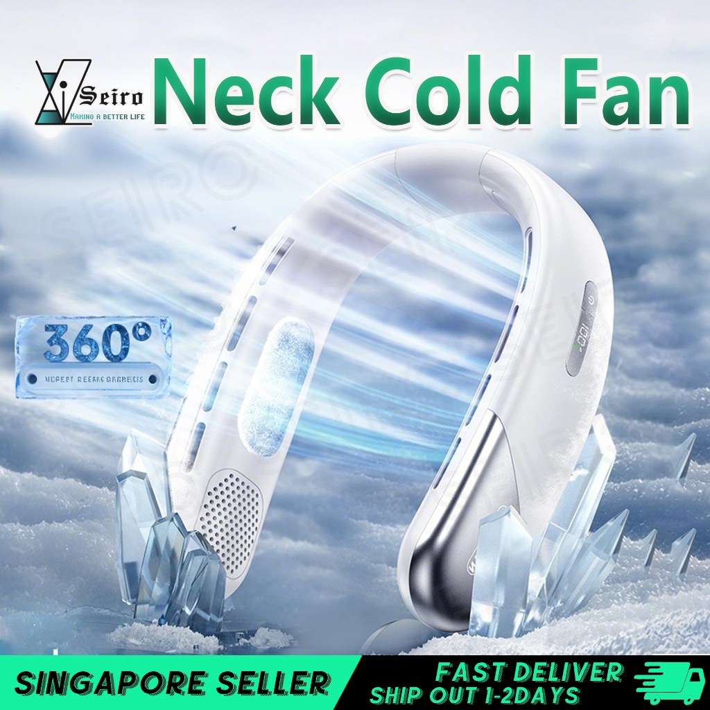 【SG】Neck Fan Portable Leafless Cooling 3/5 Speeds Wind 4000mAh Hanging ...
