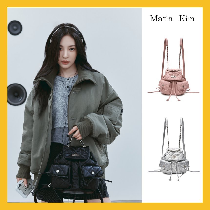 Matin Kim DOUBLE POCKET QUILTING MINI BACKPACK 3 Colors (2025 New ...
