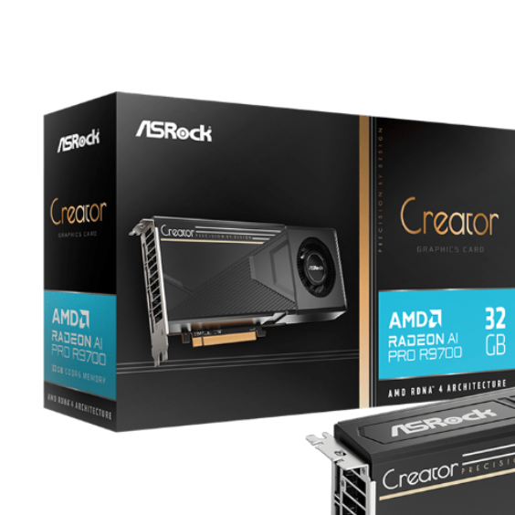 ASROCK AMD RADEON AI PRO R9700 32GB VRAM GDDR6 4096 STREAM PROCESSORS ...
