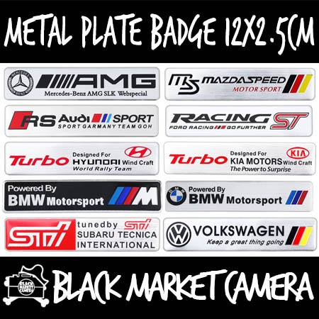[BMC] Metallic Thin Plate Stick On Car Badge Decal Label (12x2.5cm) AMG ...