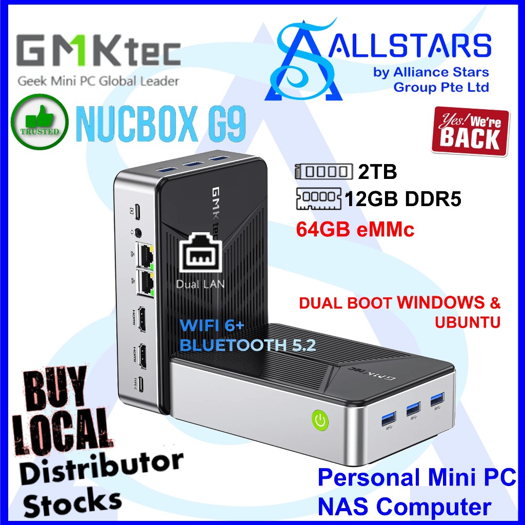 GMKTEC NucBox G9 Intel N150 Dual-system 4-bay NAS Mini PC (12GB RAM ...