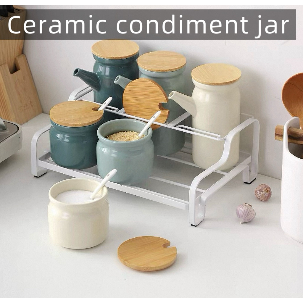 Creative Nordic Kitchen Spice Jar Set – Household Ceramic Seasoning Box ...