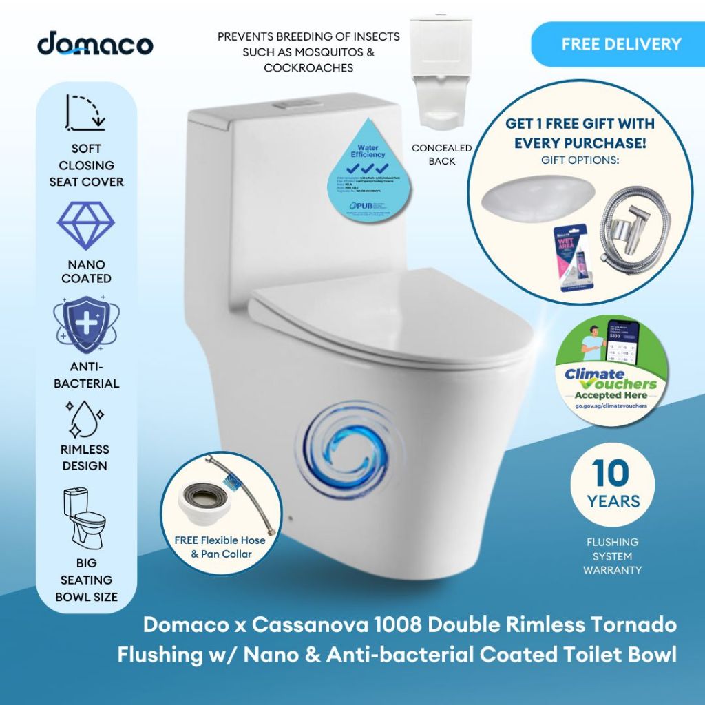 Domaco x Cassanova 1008 Double Rimless Tornado Flushing w/ Nano & Anti ...