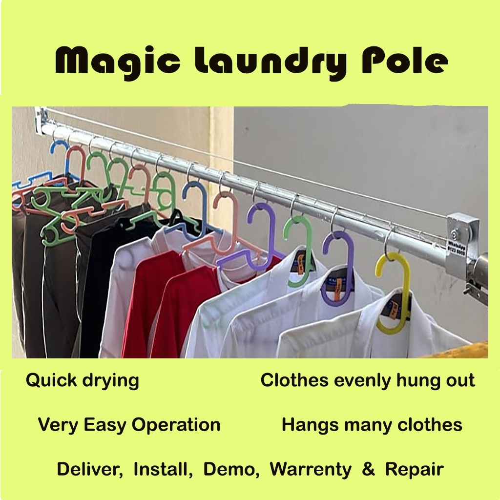 HDB Magic Laundry Pole - Drying Rack - Hanger - Laundry Rack - Laundry ...