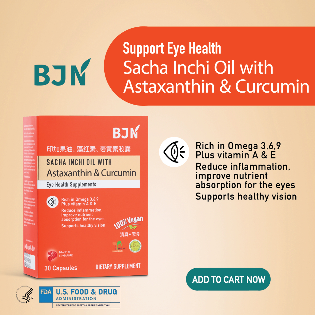 BJN Sachi Inchi Oil with Astaxanthin & Curcumin EYES Health Supplements ...