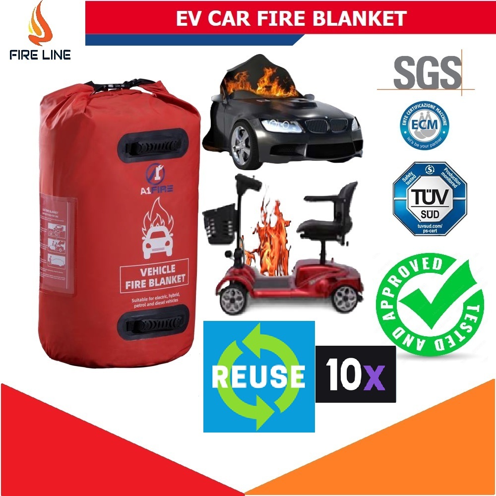 [ SG/TUV] A1 EV FIRE BLANKET(REUSABLE) Size 6m x 8m for electric car ...