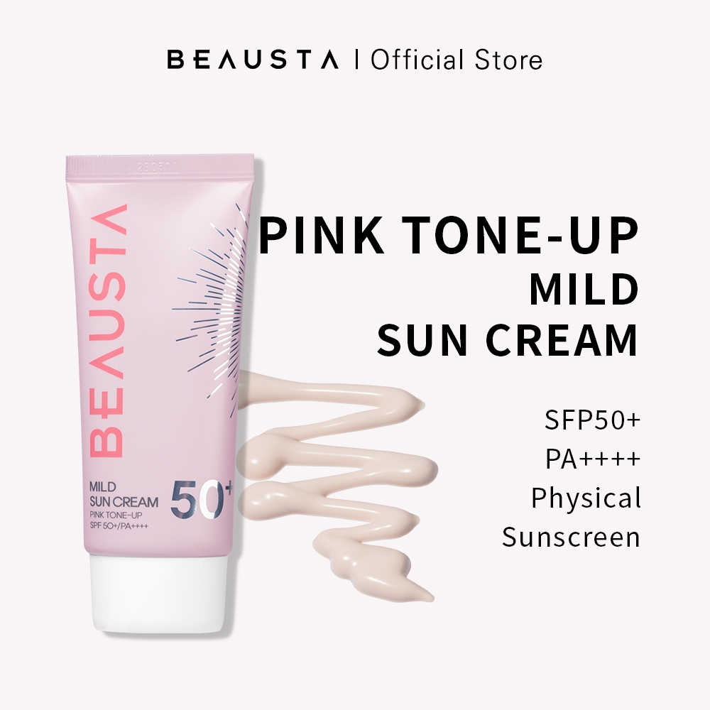 BEAUSTA PINK TONE UP MILD SUN CREAM SFP50+ PA++++ (50ml) | Shopee Singapore