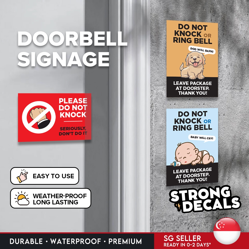 [SG Seller] Doorbell Signage Unit Do Not Knock Sticker Condo HDB BTO ...