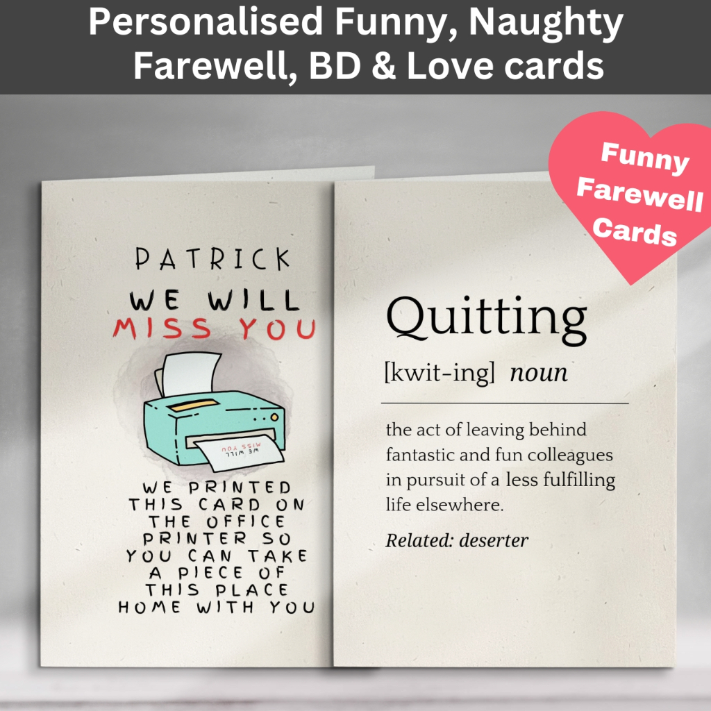 JUMBO A4 card Funny Farewell cards friends, boss, colleagues, goodbye ...
