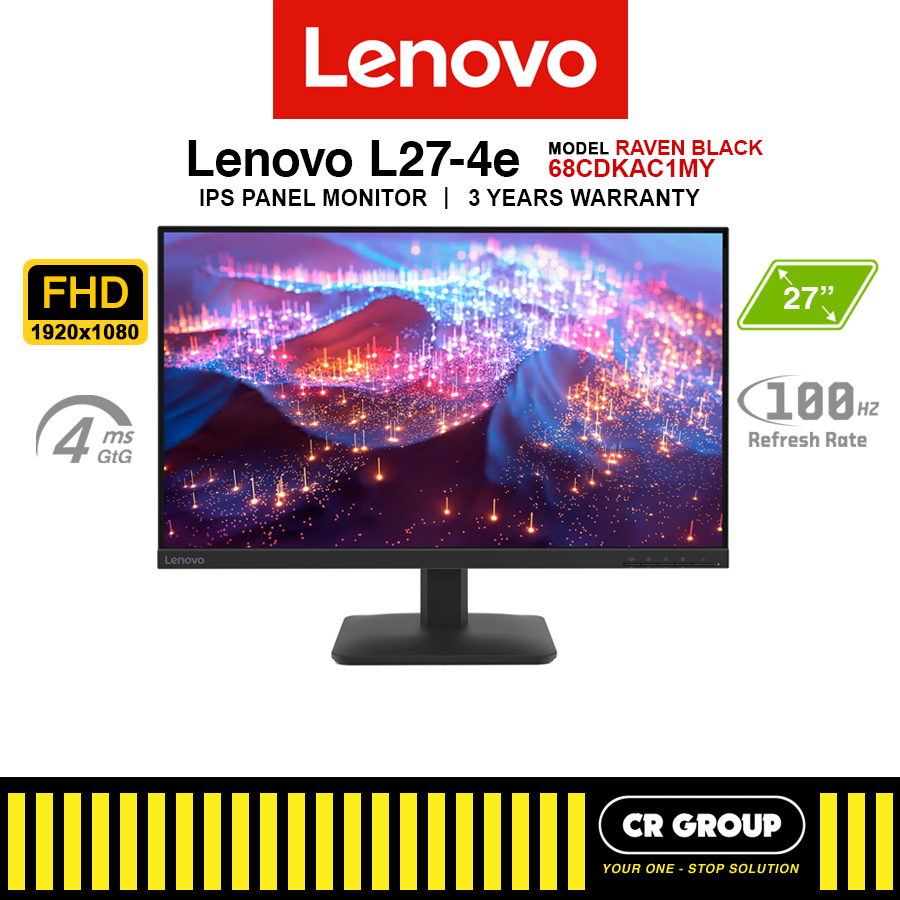 Lenovo L27-4e 27-inch FHD 100Hz IPS Monitor (3Yrs Lenovo Warranty ...